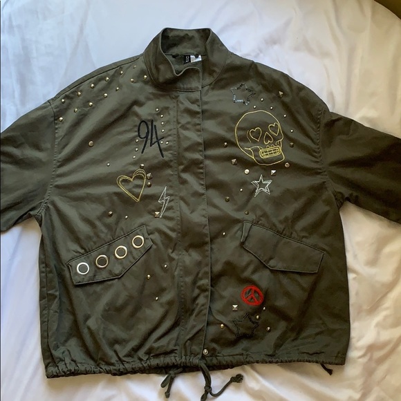 Divided | Jackets & Coats | Military Army Canvas Stud Patch Stitch ...